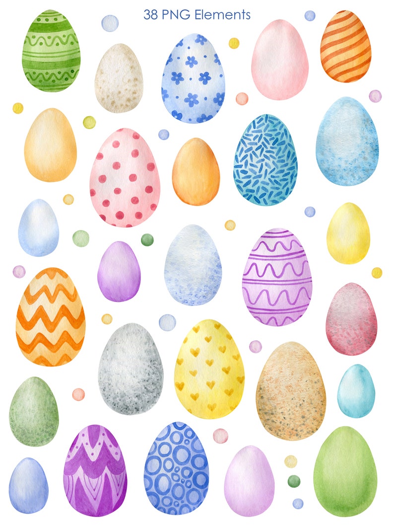 Watercolor Easter Eggs Clipart, Cute Bunny Ears Clipart,spring Clip Art ...