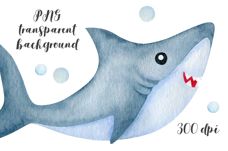 Watercolor Shark Clipart Ocean Life Sea Animals Instant - Etsy