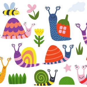 Snail Clipart, PNG, EPS, Garden Snails, Vector, Snail Bundle, Digital ...