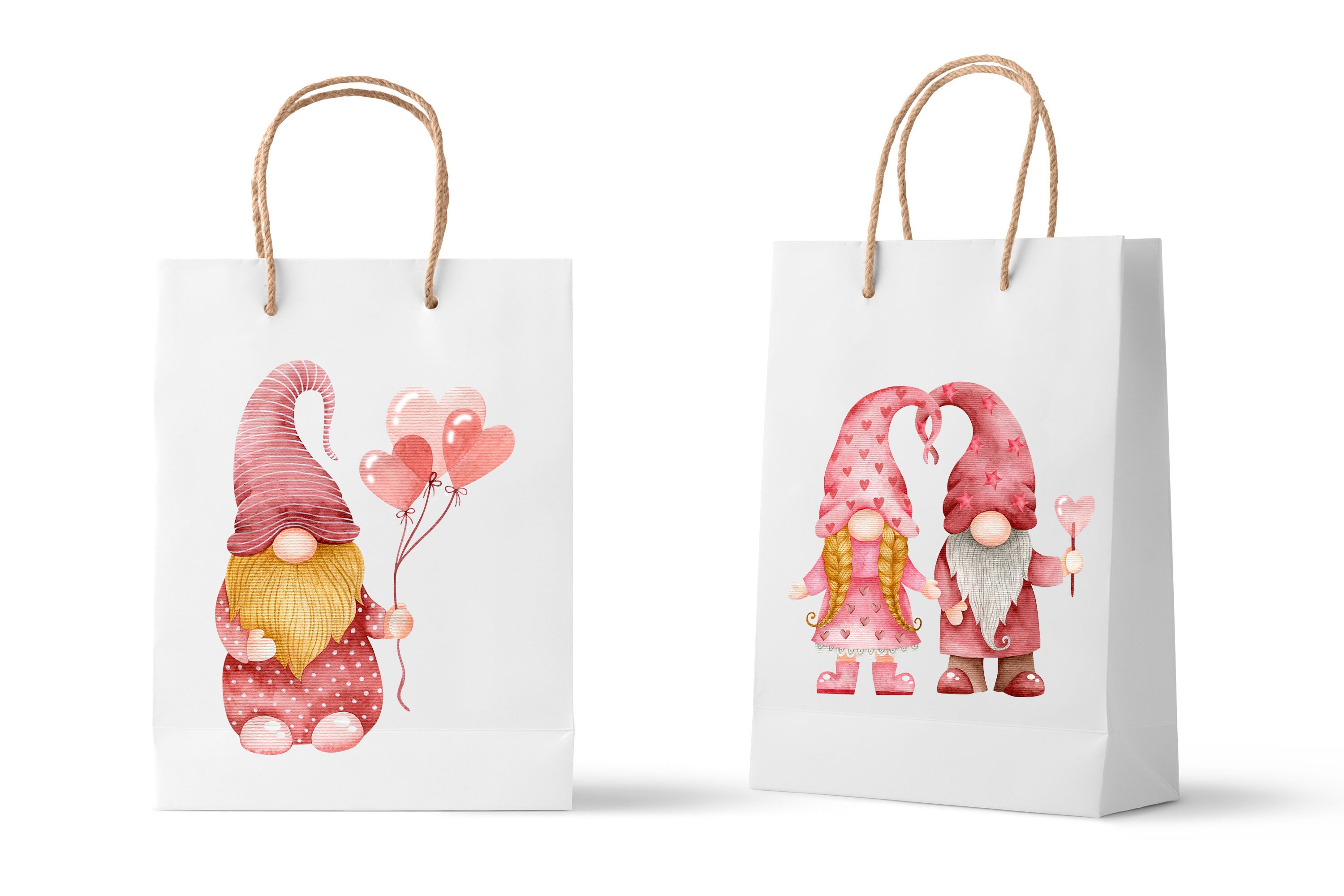 Watercolor Valentine Gnomes Clipart, Nordic Gnomes, Valentine Png ...