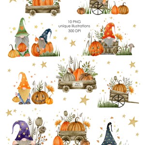 Watercolor Halloween Gnomes Clipart: Pumpkin Party PNG (digital ...