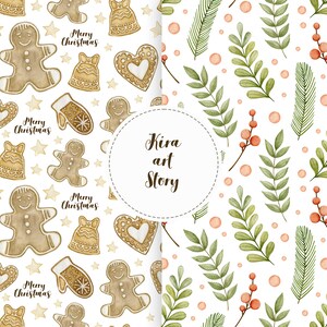 Watercolor Gingerbread Seamless Patterns, Digital Papers Pack ...