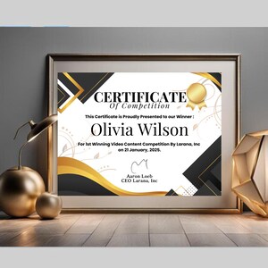 A4 Certificate of Competition, DIY Certificate, Editable Certificate ...