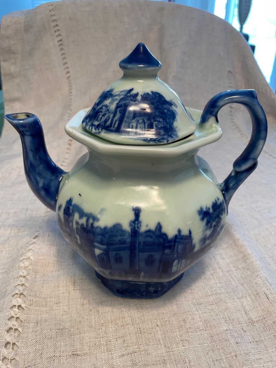 Ceramic Tea Pot and Lid With Blue Asian Pattern - Etsy