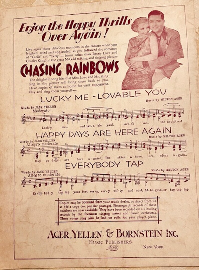 Happy Days Are Here Again-vintage Sheet Music - Etsy