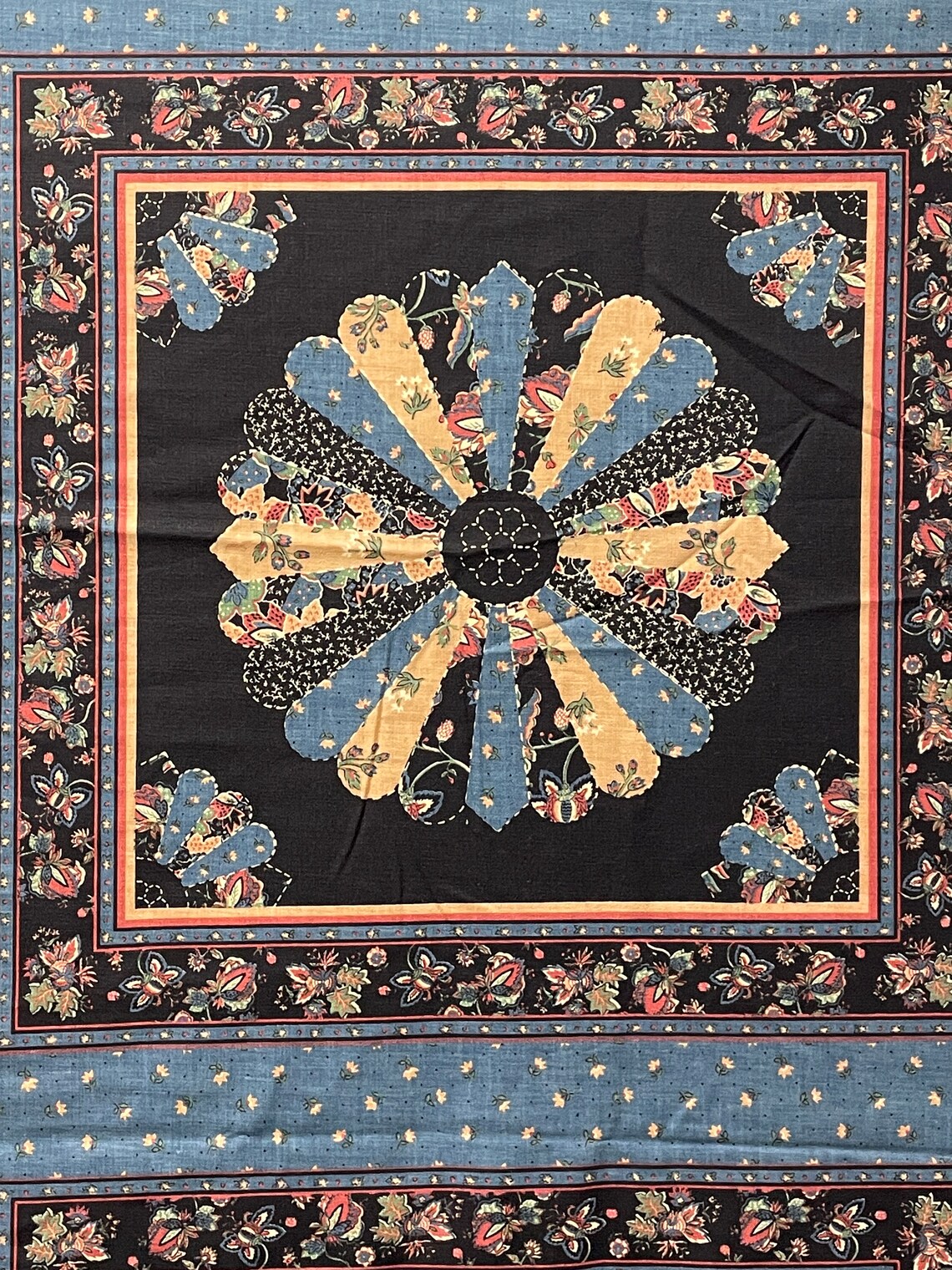 Vintage Desden Plate Cheater Quilt Fabric in Blue and Black by - Etsy