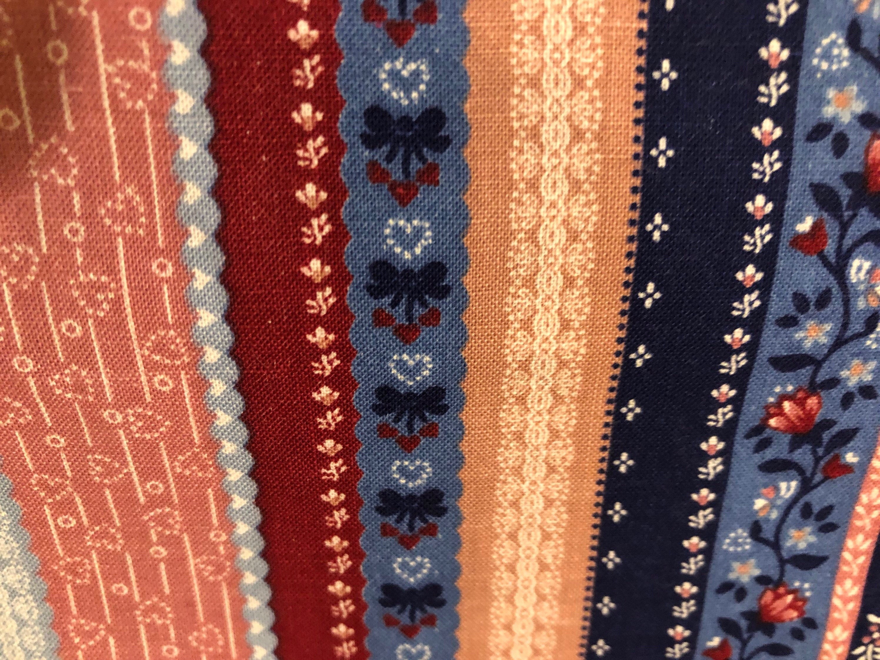 Vertical Stripe Fabric With Ribbon and Lace Look 3 Yards of Vintage ...