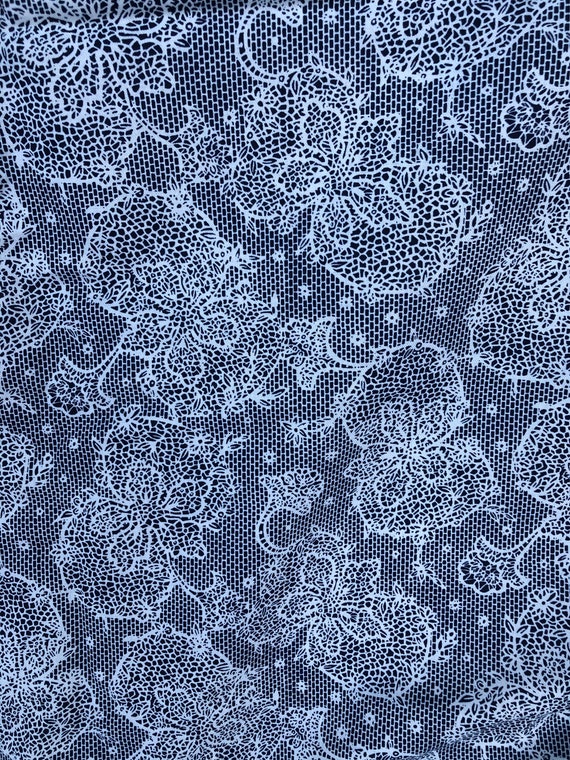 Visual Arts Manes Organization Lace look Navy Background Cotton Fabric ...