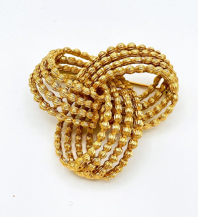 Vintage Monet Celtic Knot Pin in Textured Gold Tone Mint Condition - Etsy