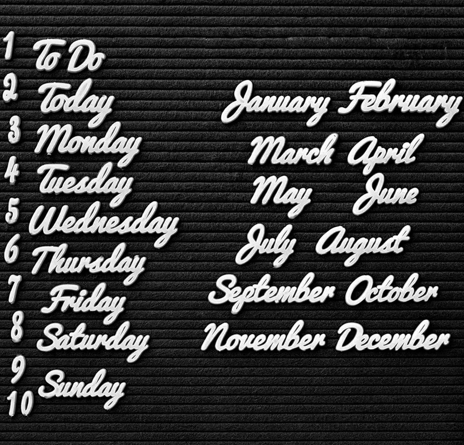 Cursive Letter Board Words – Days, Months, Numbers, to Do (31 Pcs) - Etsy