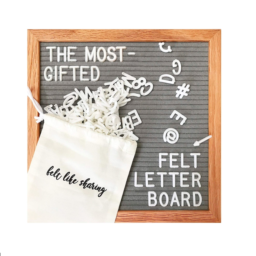 Gray Felt Letter Board Set – Oak Frame, 300 White Letters - Etsy