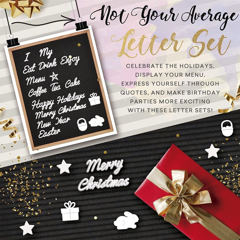 Celebration Cursive Letter Board Letters - 43 White Festive Symbols - Etsy