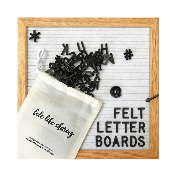 White Handmade Felt Letter Board Set With Wood Oak Frame 10x10 - Etsy