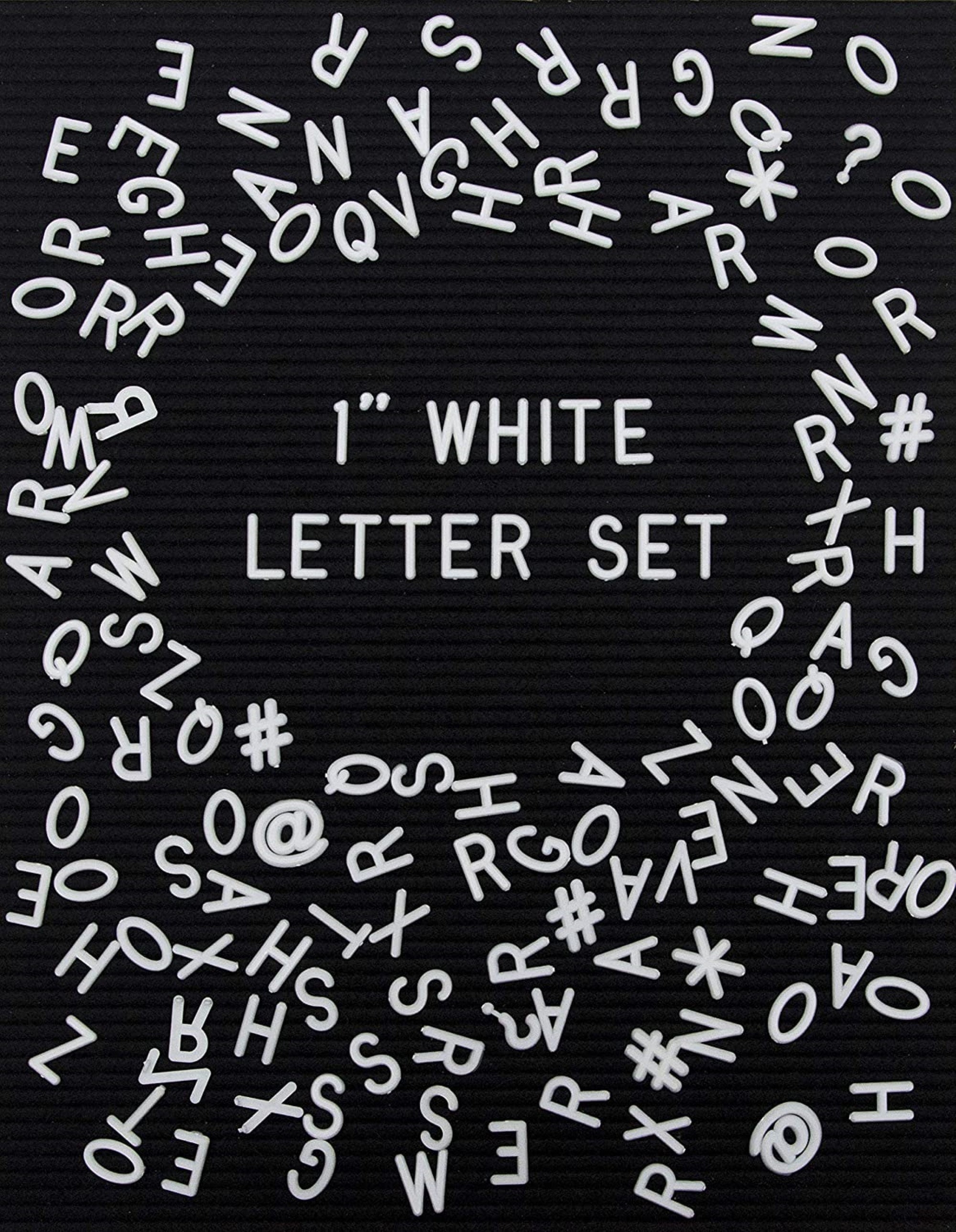 1-inch White Plastic Letter Set for Felt Letter Boards. Set of 348 ...
