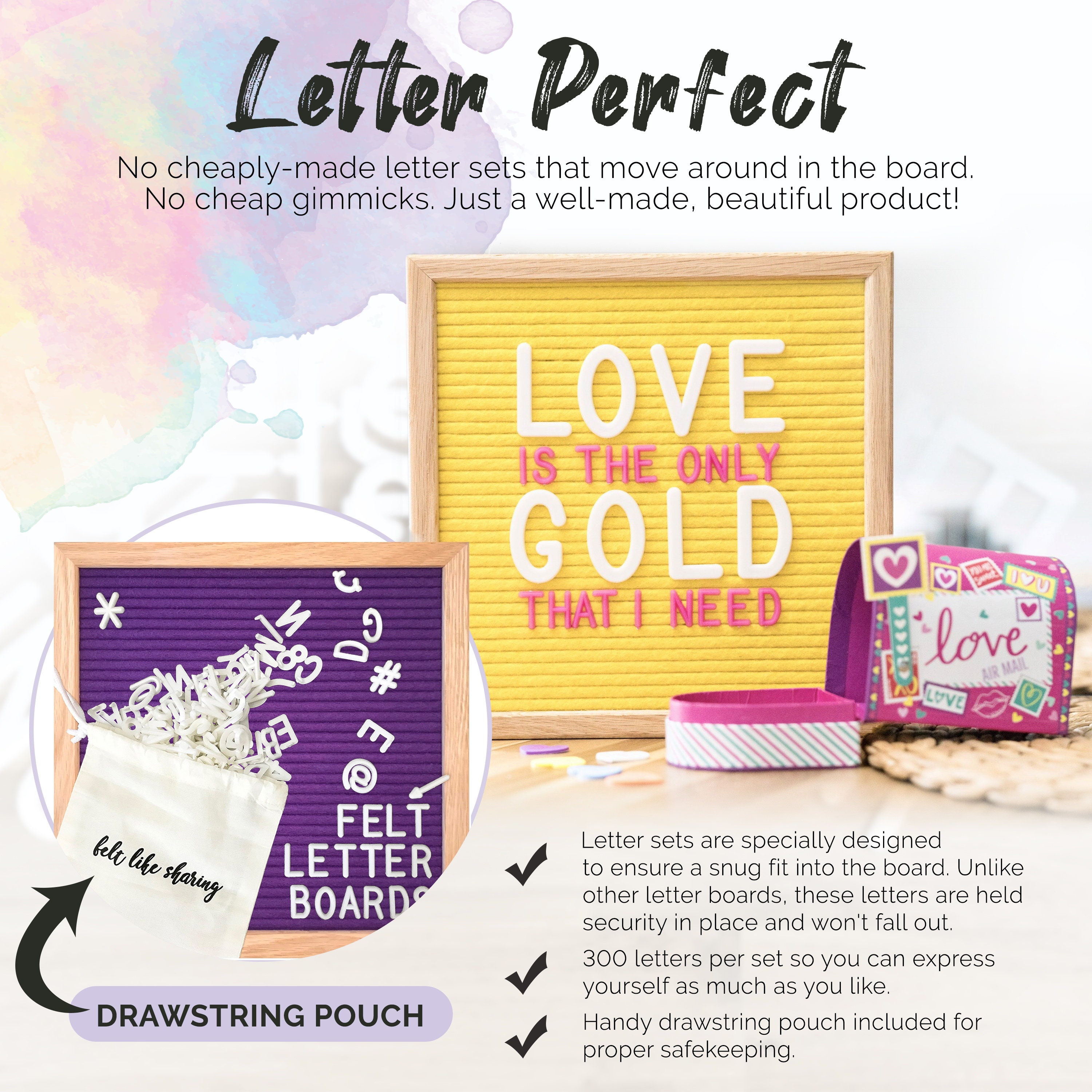 Handmade Felt Letter Board Set With Wood Oak Frame 12x16 | Etsy