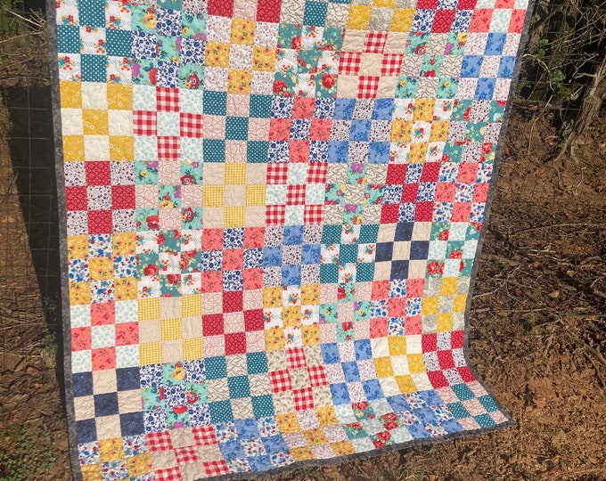 Handmade Checker Board Quilt, Nine Patch Quilt, Checker Cakes - Etsy