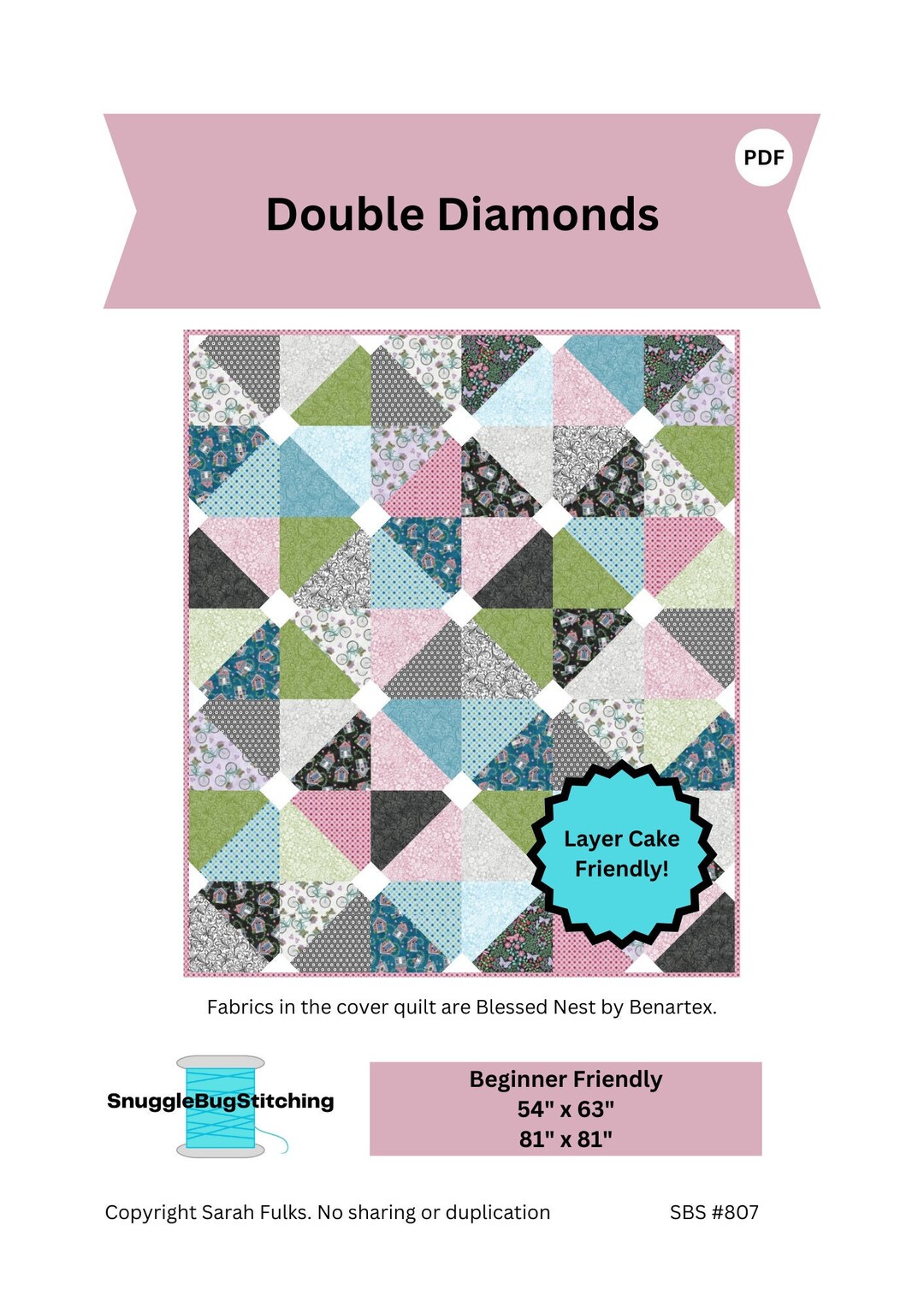 Double Diamonds PDF Quilt Pattern, Layer Cake Pattern Beginner Pattern ...