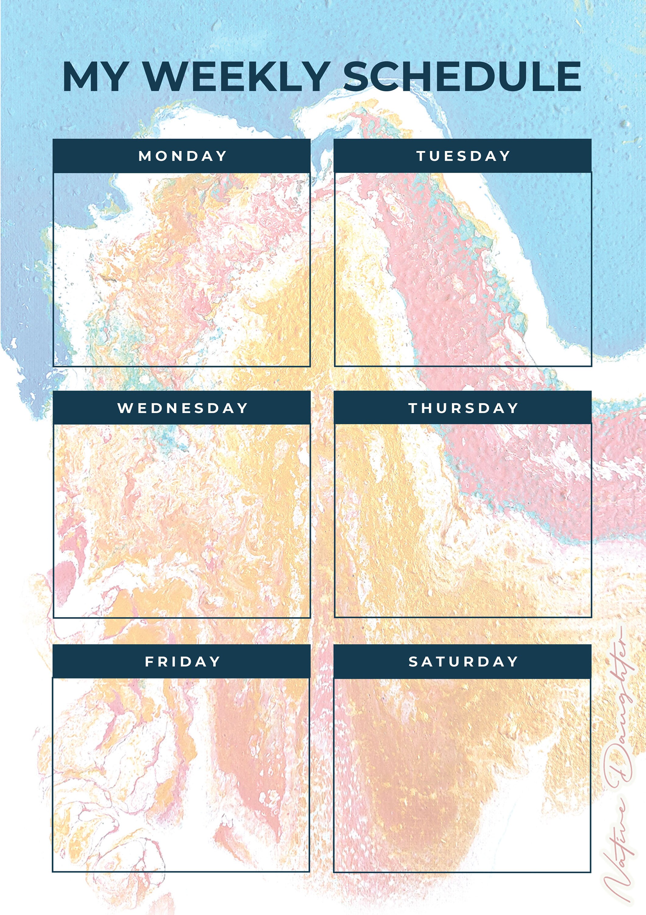 Days of the Week Planner, Weekly Planner on A4, Printable Weekly ...