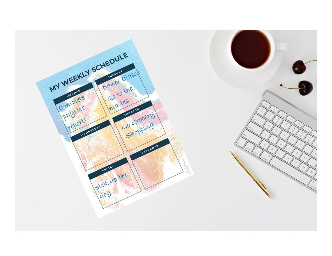 Days of the Week Planner, Weekly Planner on A4, Printable Weekly ...