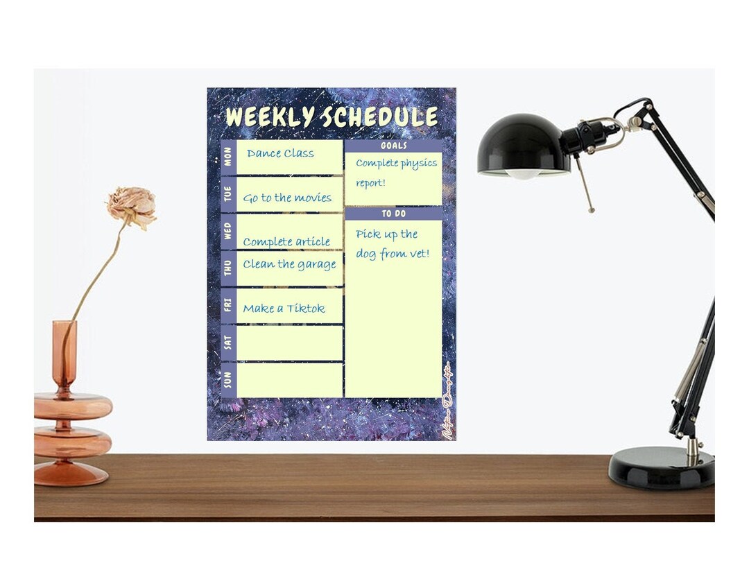 Printable Weekly Schedule, Galaxy Theme Planner Sheet, Digital Download ...