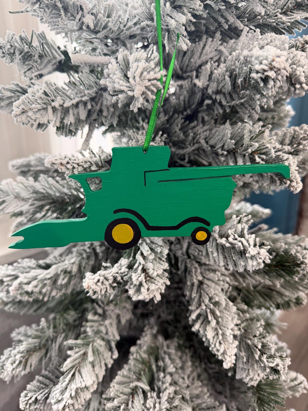 Green Farm Combine Harvester Christmas Tree Ornament - Etsy