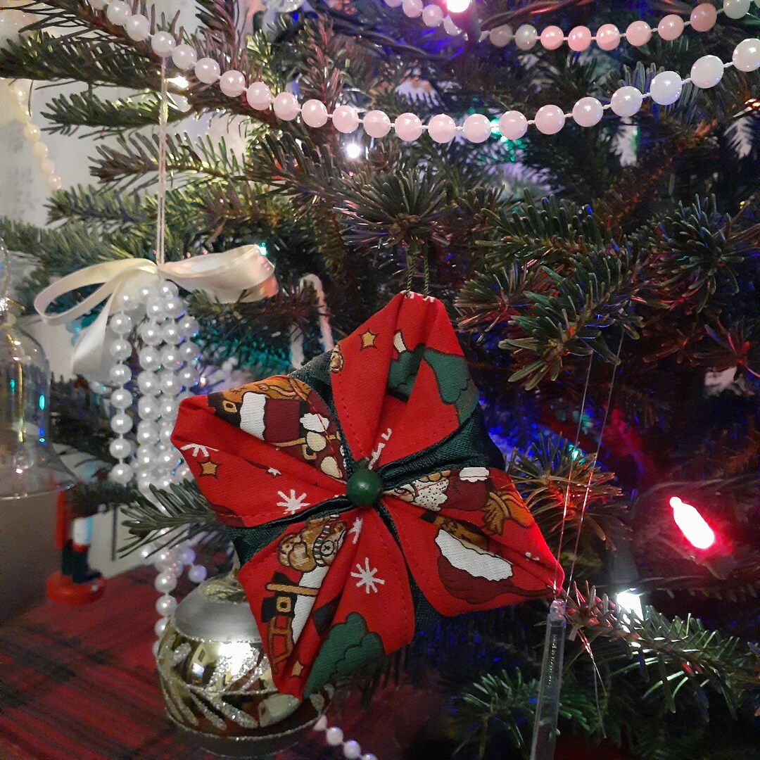 Christmas Ornaments , Handcrafted Origami Fabric Ornaments, Folded ...