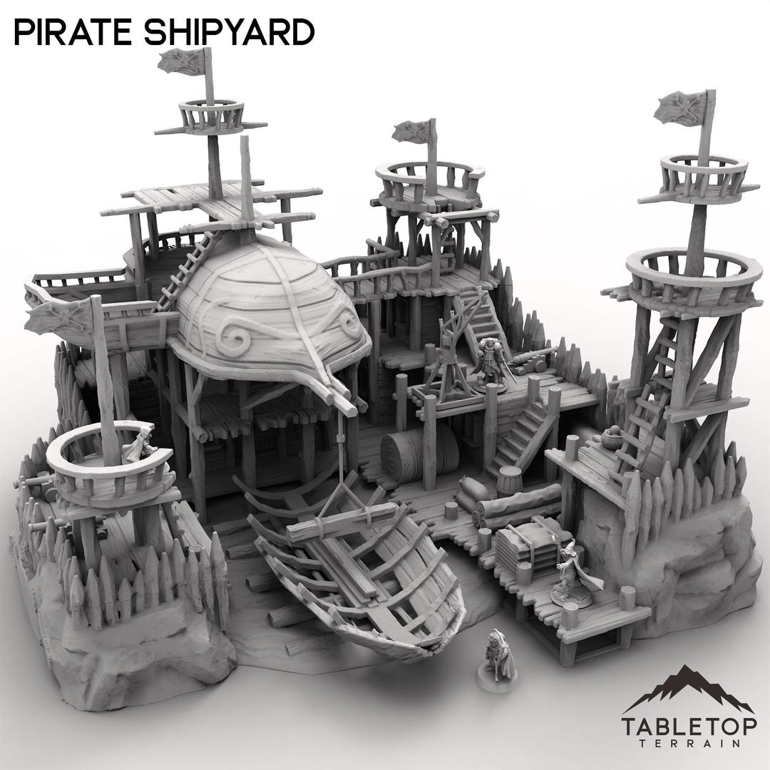 Pirate Shipyard Tabletop Terrain Fantasy DND Miniature Roleplaying ...