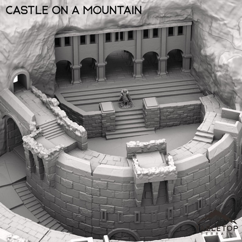 Castle on the Mountain - Tabletop Terrain High Fantasy DND 25mm 28mm ...
