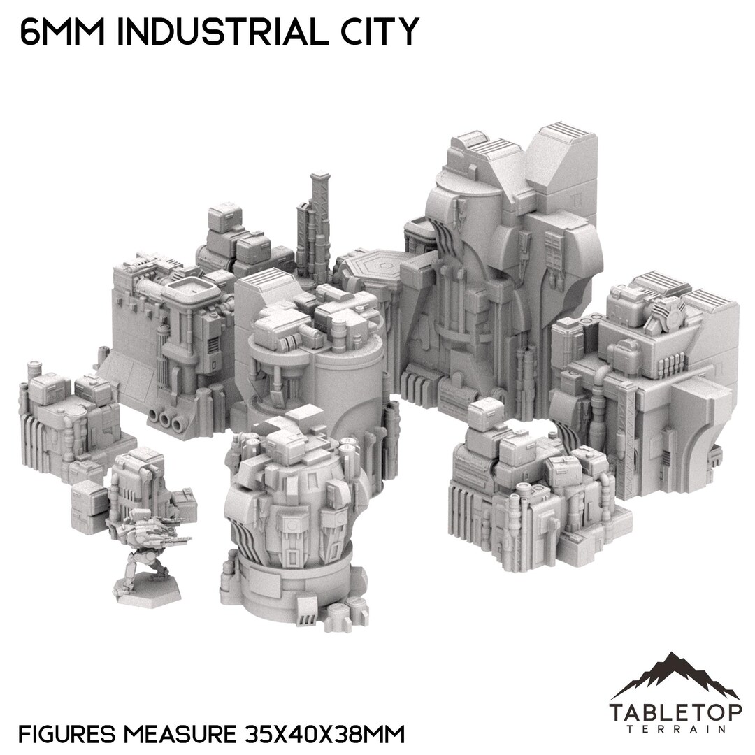 6mm Sci-fi Industrial City Bundle 1 - 6mm 8mm Mech Wargames Tabletop ...