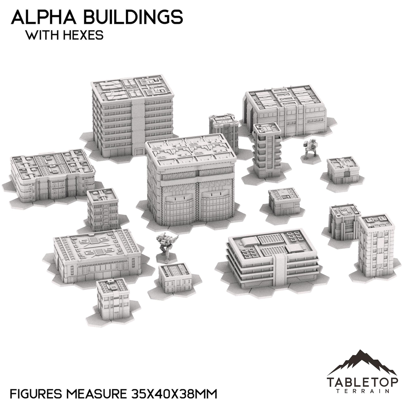 Mecha City Alpha Buildings - 6mm 8mm Mech Wargames Tabletop Terrain ...