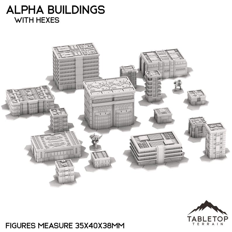 Mecha City Alpha Buildings - 6mm 8mm Mech Wargames Tabletop Terrain ...