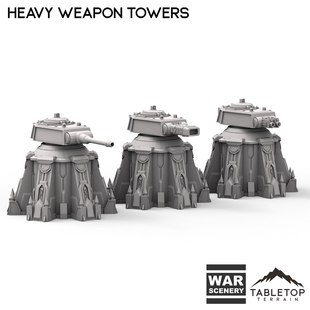 Heavy Weapon Towers Tabletop Terrain Grimdark Terrain gothic Terrain ...