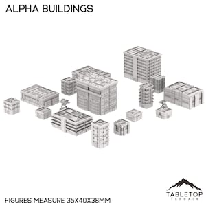 Mecha City Alpha Buildings - 6mm 8mm Mech Wargames Tabletop Terrain ...