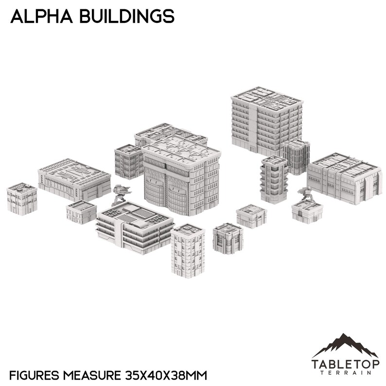 Mecha City Alpha Buildings - 6mm 8mm Mech Wargames Tabletop Terrain ...