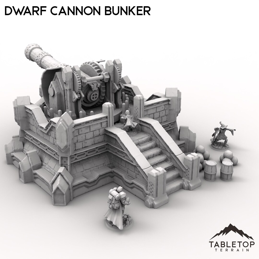 Dwarf Cannon Bunker Tabletop Terrain Fantasy DND Miniature Roleplaying ...