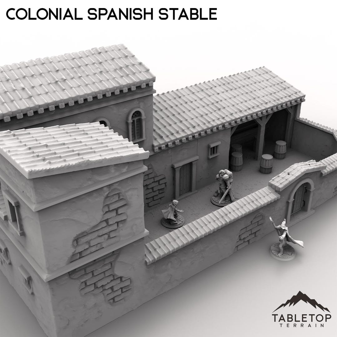 Colonial Spanish Stable - Tabletop Terrain Fantasy DND Miniature Roleplaying Wargame 28mm 32mm ...