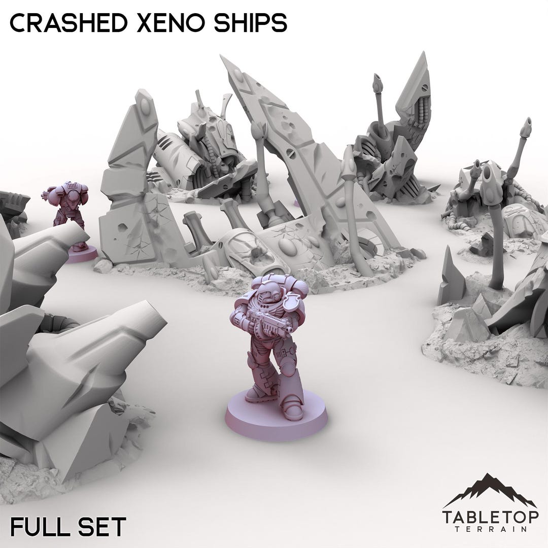 Crashed Xeno Ships - Tabletop Terrain Grimdark Space Elves Miniature ...