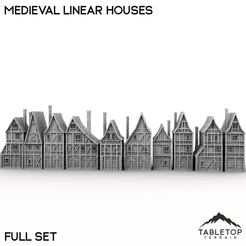 Medieval Linear Houses - Tabletop Terrain Fantasy DND Miniature ...