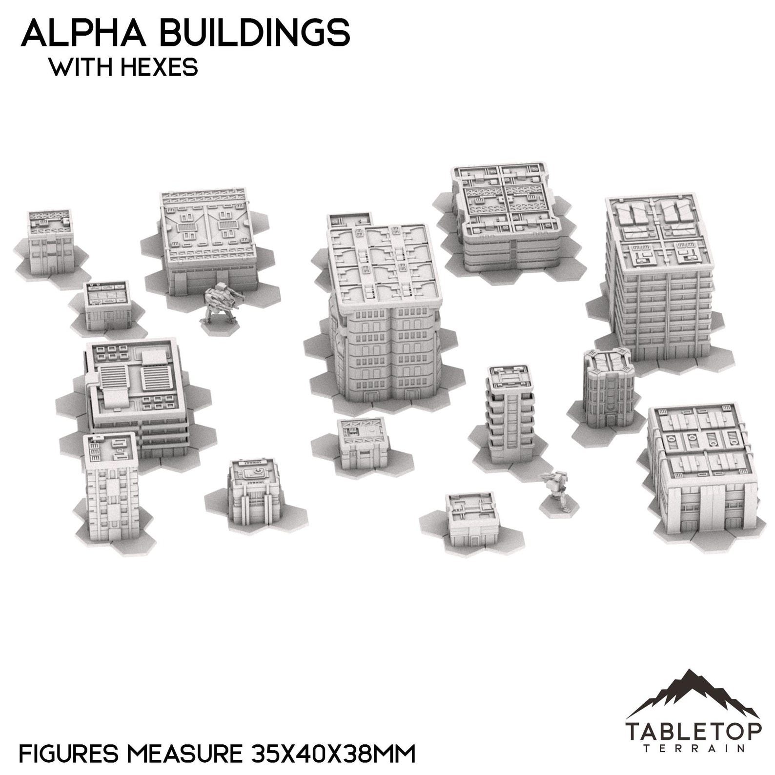 Mecha City Alpha Buildings - 6mm 8mm Mech Wargames Tabletop Terrain ...