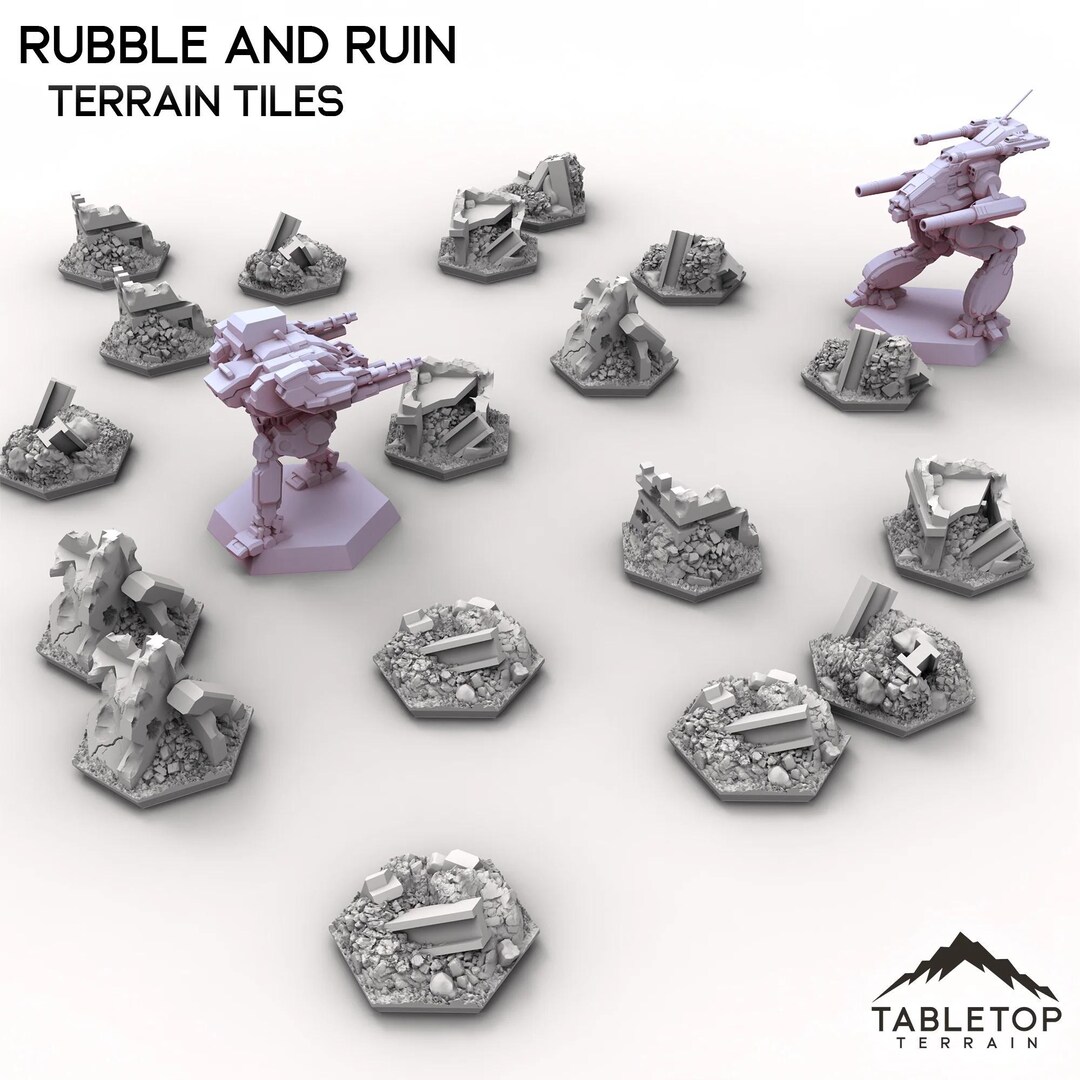 HEXTECH Rubble and Ruin Terrain Tiles - 6mm - Thunderhead Studio 6mm ...