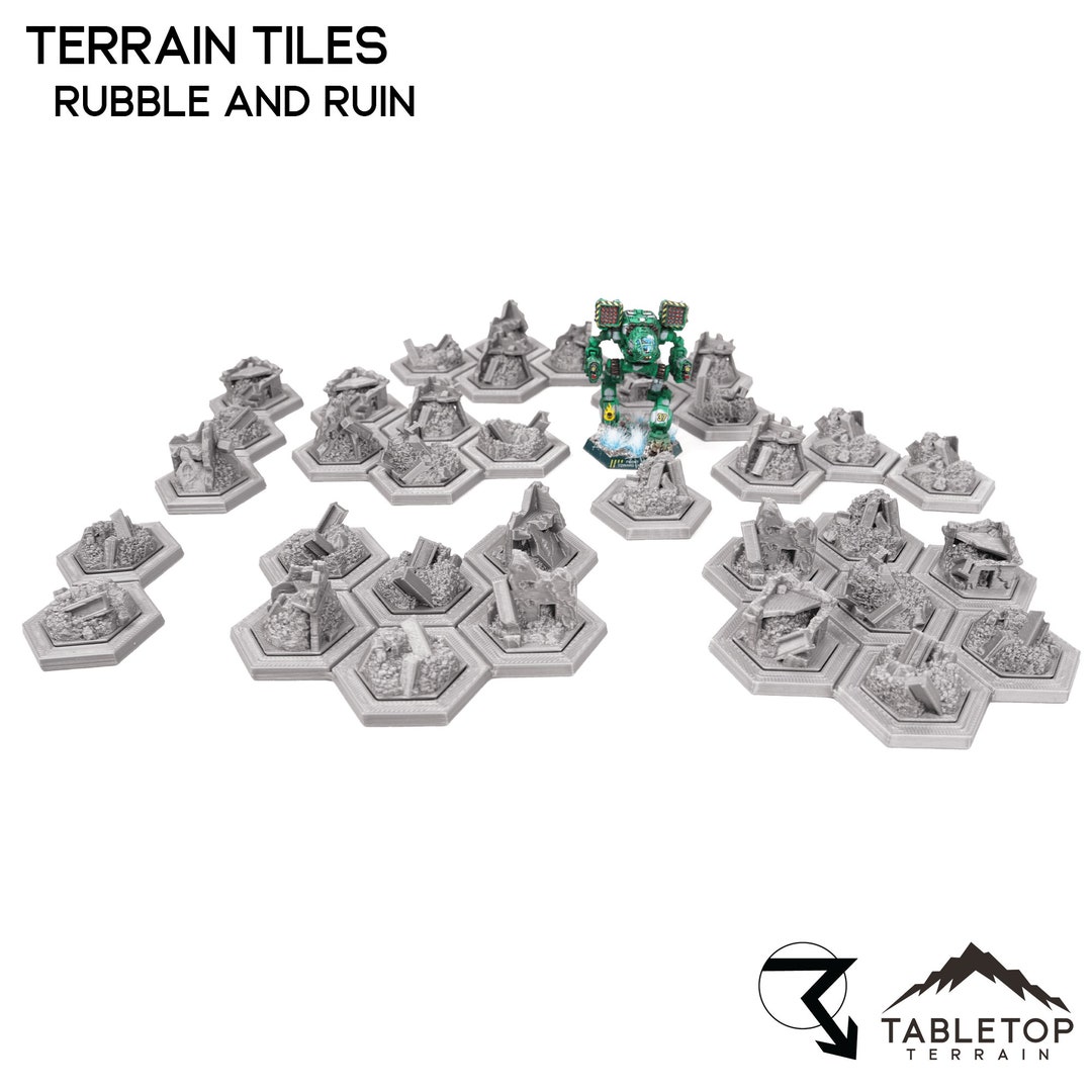 HEXTECH Rubble and Ruin Terrain Tiles Hextech 6mm Battletech Terrain ...