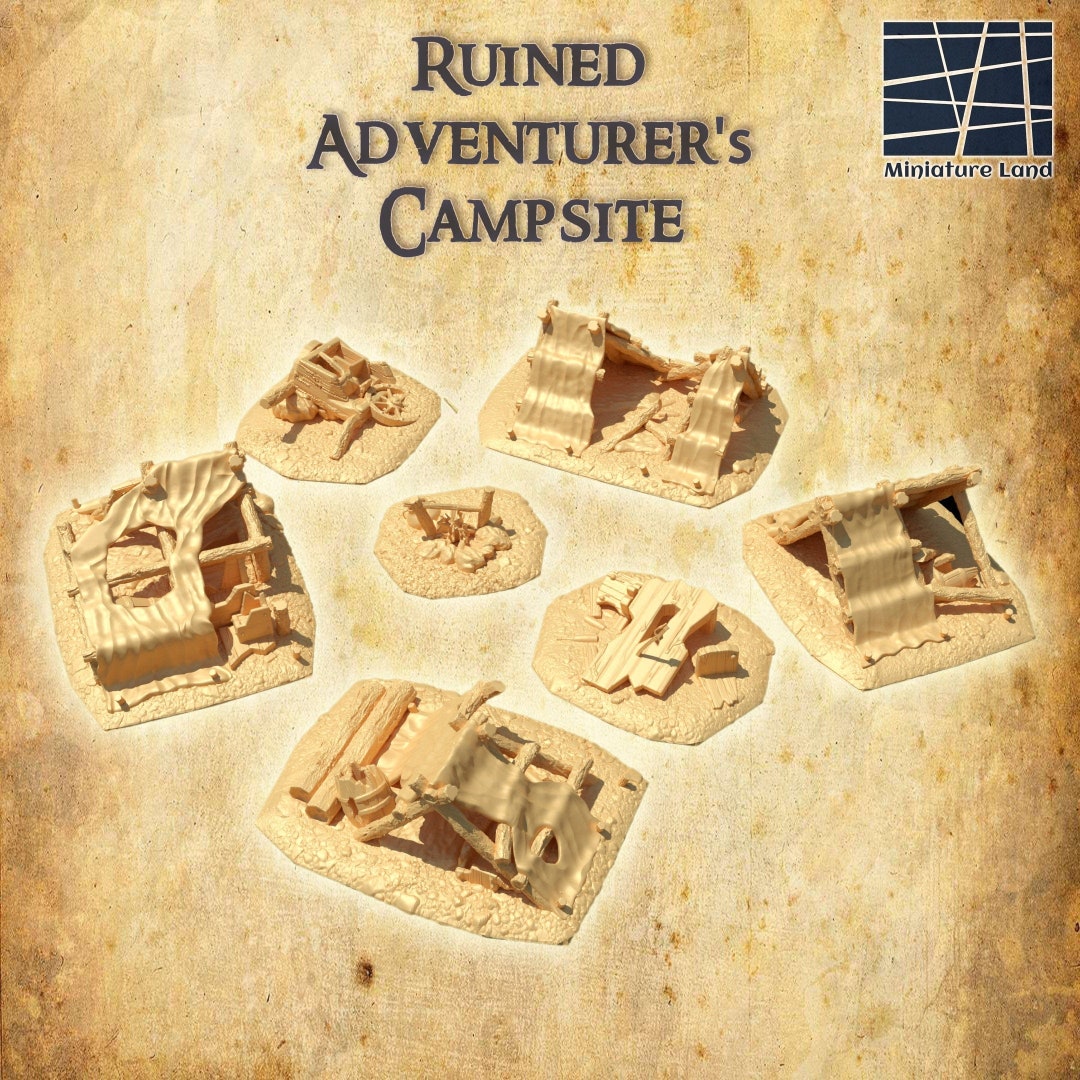 Ruined Adventurer's Campsite - DND Aos Pathfinder Conquest Miniatureland Tabletop Terrain ...