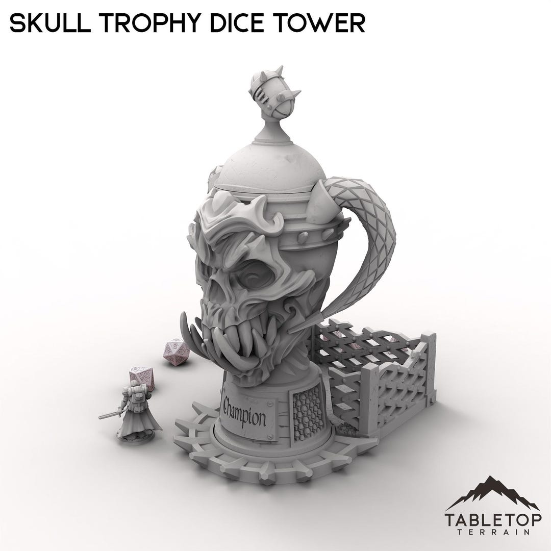 Skull Trophy Dice Tower - Tabletop Terrain Fantasy DND Miniature ...