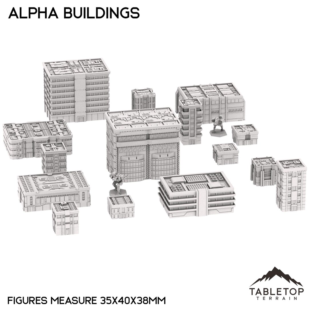 Mecha City Alpha Buildings - 6mm 8mm Mech Wargames Tabletop Terrain ...