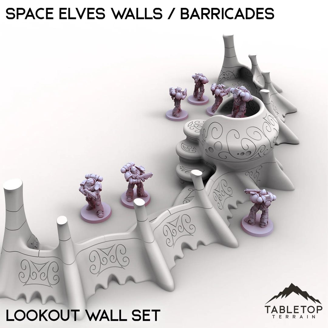 Space Elves Walls / Barricades - Tabletop Terrain Grimdark Space Elves ...