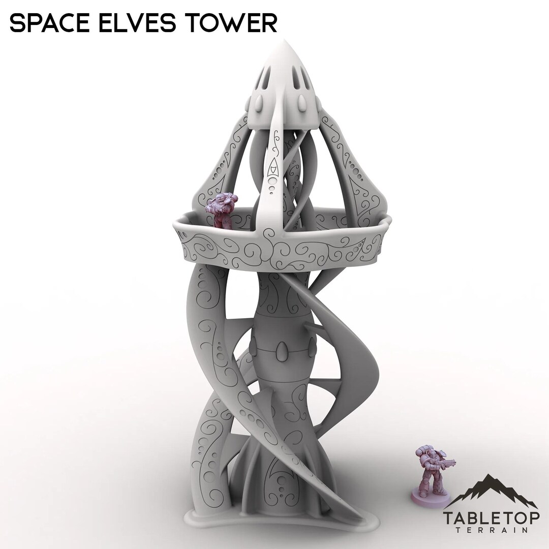 Space Elves Tower - Tabletop Terrain Grimdark Space Elves Miniature ...