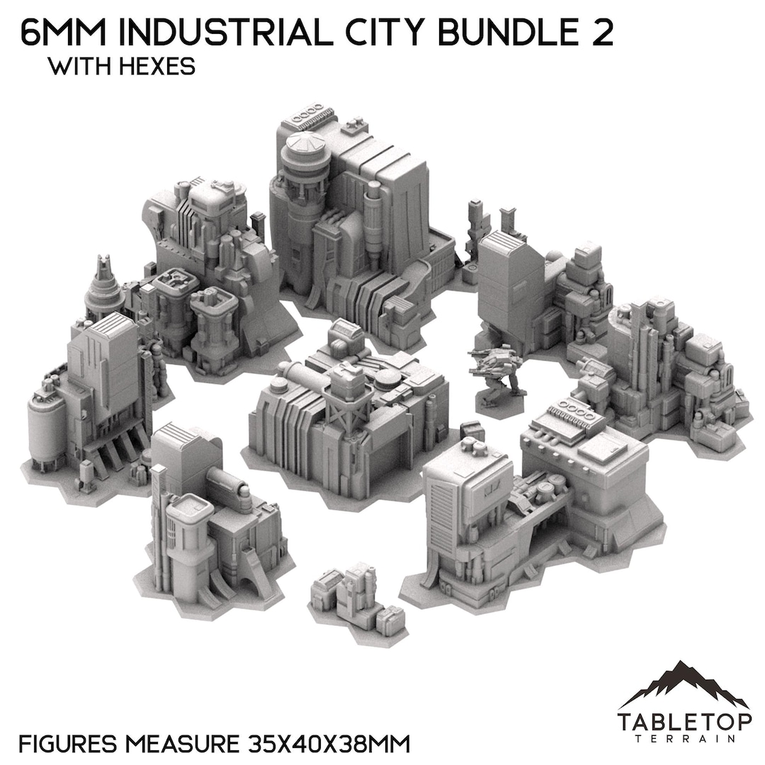 6mm Sci-fi Industrial City Bundle 2 - 6mm 8mm Mech Wargames Tabletop ...