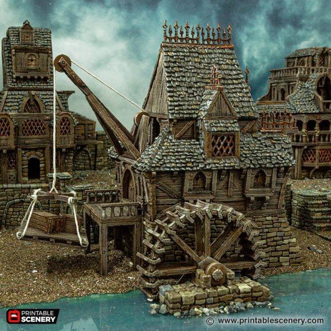 City Watermill - Tabletop Terrain Fantasy DND Miniature Roleplaying ...