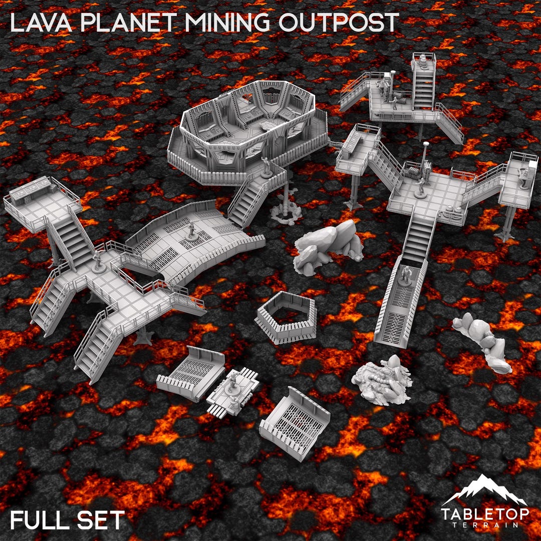 Lava Planet Mining Outpost - Tabletop Terrain Outer Rim Compatible With ...