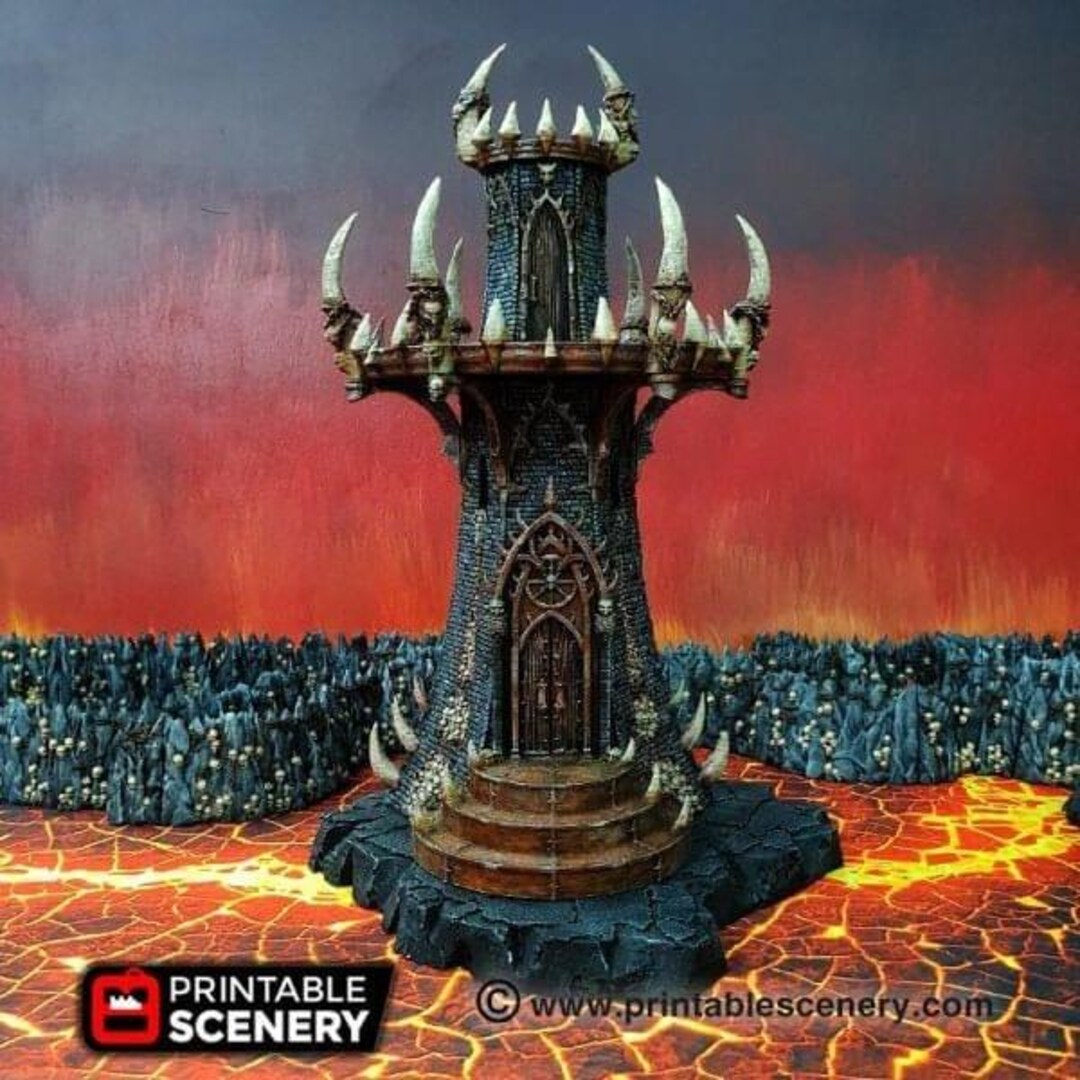 Infernal Tower - Fantasy Demon Building - Tabletop Terrain Demon Chaos ...